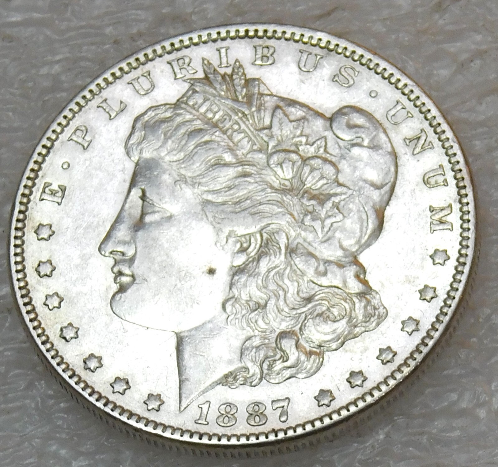 1887 P Morgan Silver Dollar AU+ Bright with Nice Luster in saflip #J538 ...