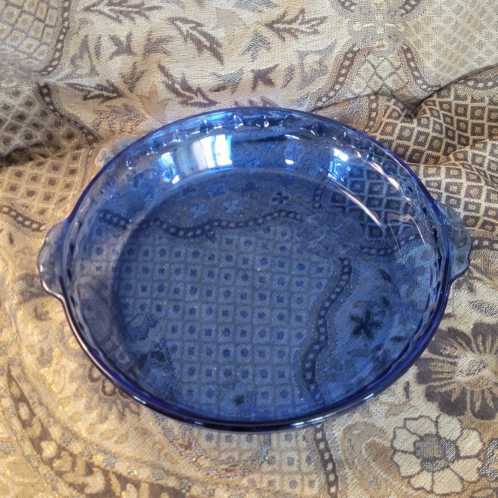 Vintage PYREX Cobalt Blue Glass Fluted Pie Pan Crimped Deep Dish Plate ...