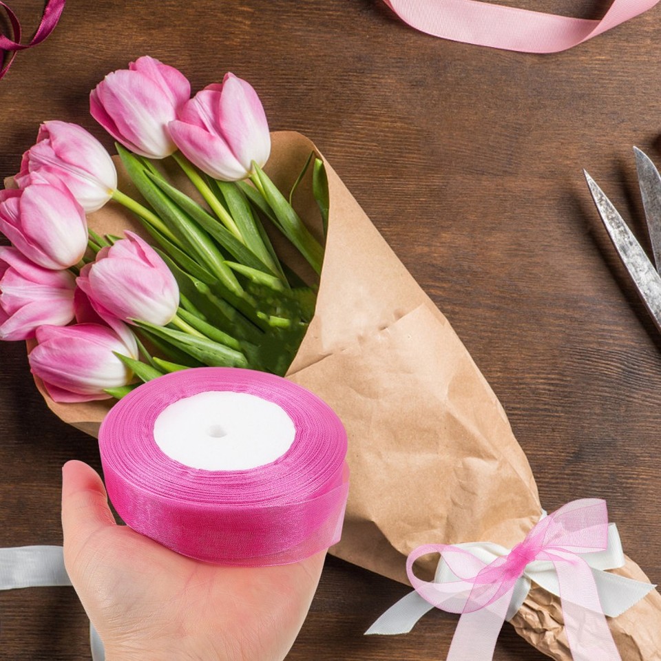 1 Roll Wide Ribbon Floral Bouquet Present Packing Ribbon Crafts Gift ...
