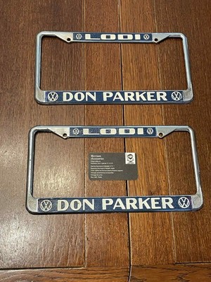 Vintage License Plate Frame Pair Don Parker Volkswagen Lodi Calif VW | eBay