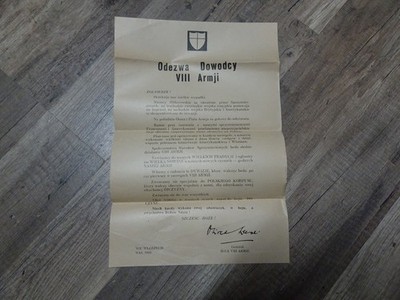 Orig WW2 Document "8th Army - Polish Version - May 1944 - Personel ...