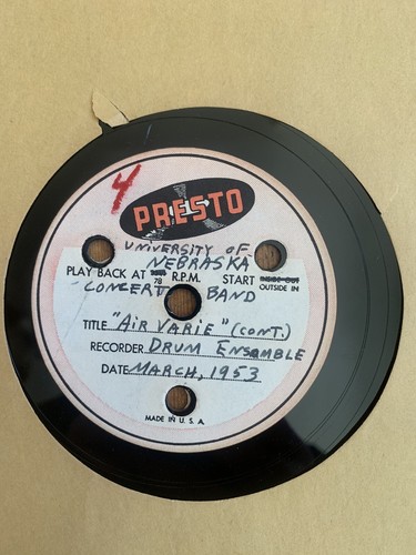University of Nebraska Concert Band Drum Ensemble 1953 Vinyl Record ...