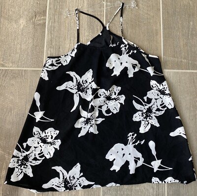 Banana Republic Black w/White Orchids Halter Top Women's Size XS Petite ...