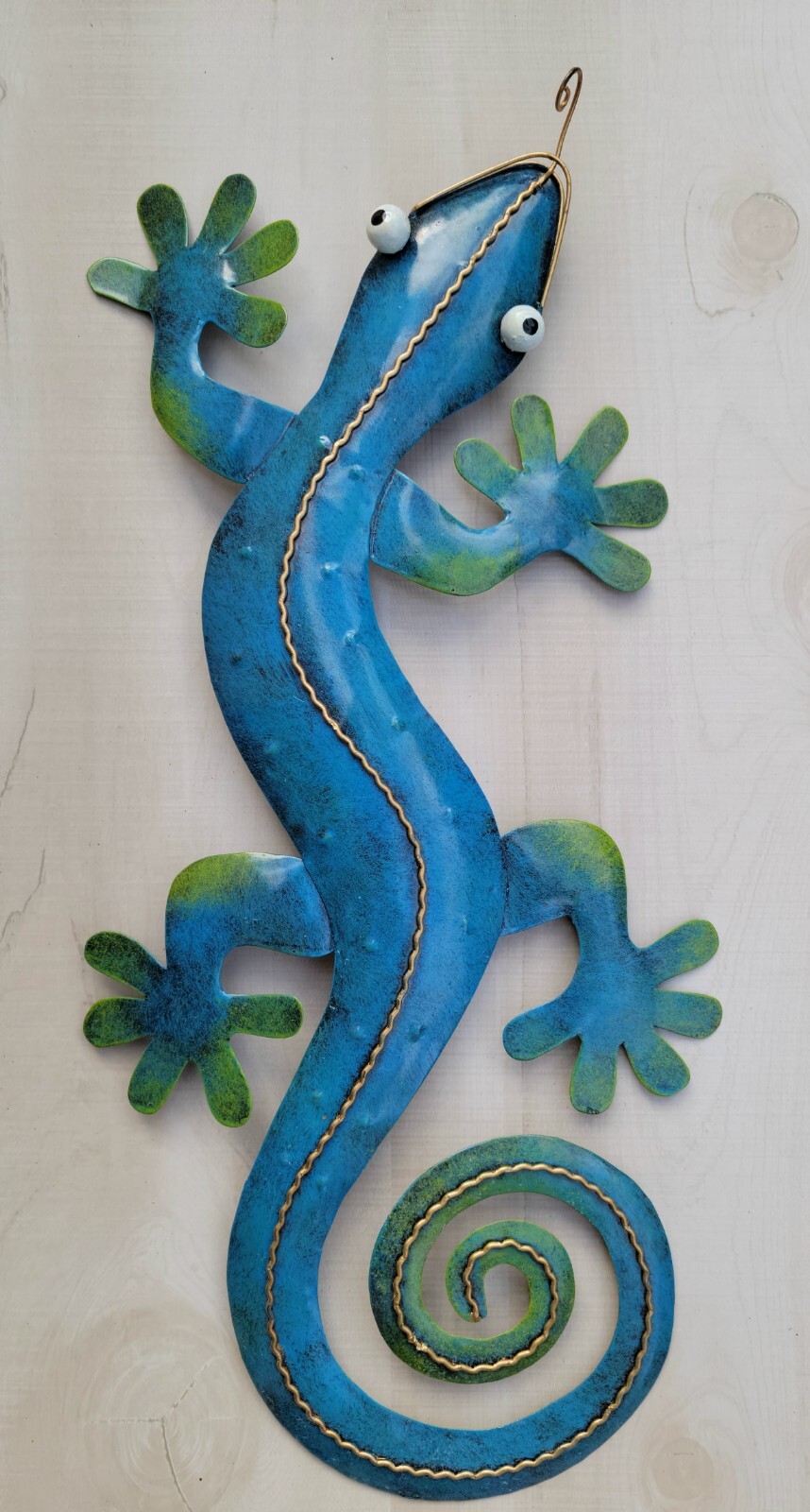 GECKO METAL WALL HANGING LIZARD POOL PATIO DECOR BEACH TROPICAL TIKI 18 ...
