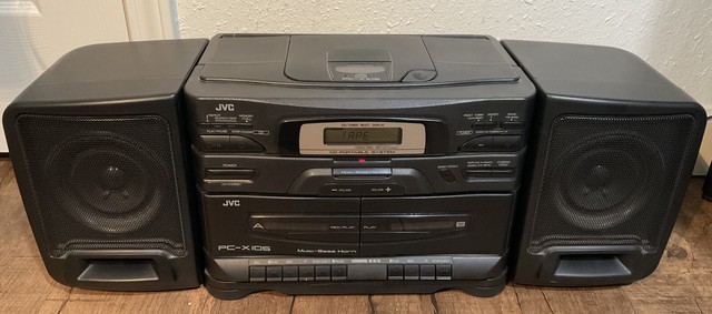 JVC PC-X105 CD Portable System Player FM AM Dual Cassette Boombox for ...