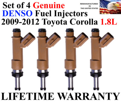 4 Re-Manufactured OEM Denso Fuel Injectors For 2009-2012 Toyota Corolla ...