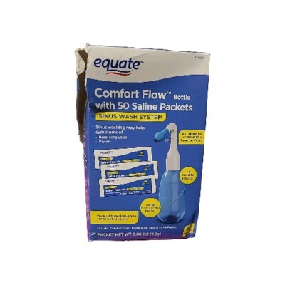 Equate Comfort Flow Bottle With 50 Saline Packets Nasal Wash System exp ...