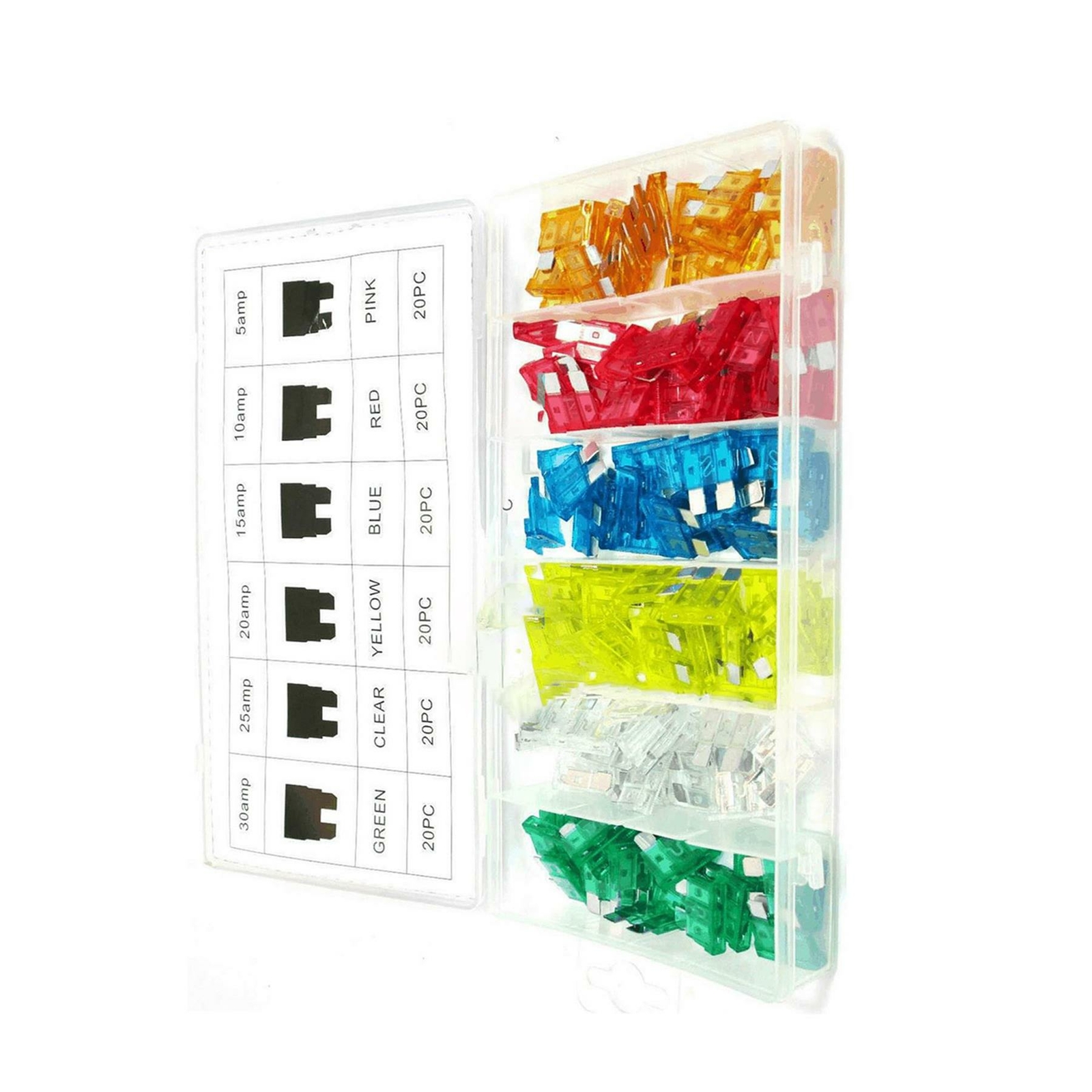 120pc Car Auto STANDARD Fuses 5 10 15 20 25 30Amp Assorted Set ...