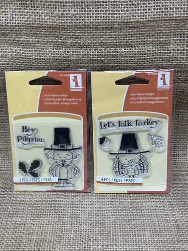 INKADINKADO Clear Mini Stamps - Pilgrim, Turkey, Thanksgiving - New! | eBay