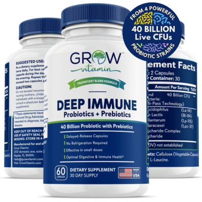 Grow Vitamin Deep Immune Probiotics & Prebiotics for Women & Men – 4.4 ...