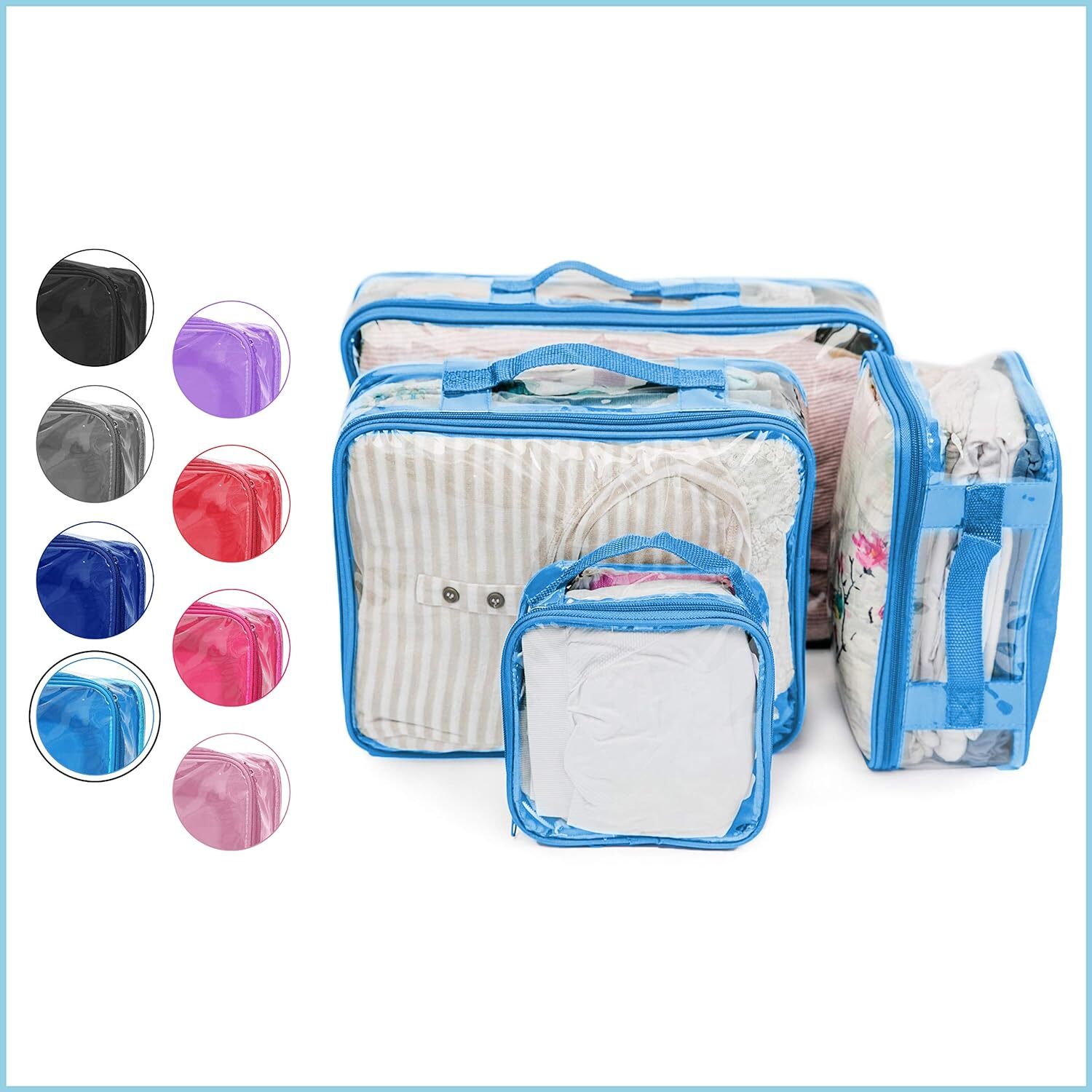 Clear Packing Cubes set of 4 / Packs 7-10 Days Turquoise Blue | eBay