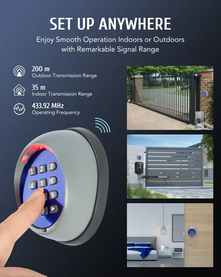 Swing Gate Opener Electric Operator Double Arms Remote Control Door ...