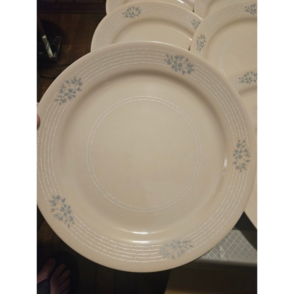 8x Corelle LACE BOUQUET Dinner Plates Blue Floral Cream 10.25” | eBay
