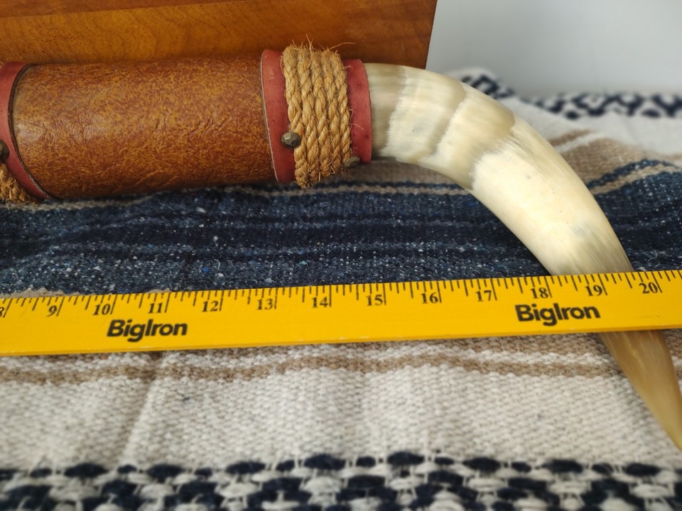 Vtg Mounted Steer Longhorn Bull Horns Leather Rope Wood Authentic ...