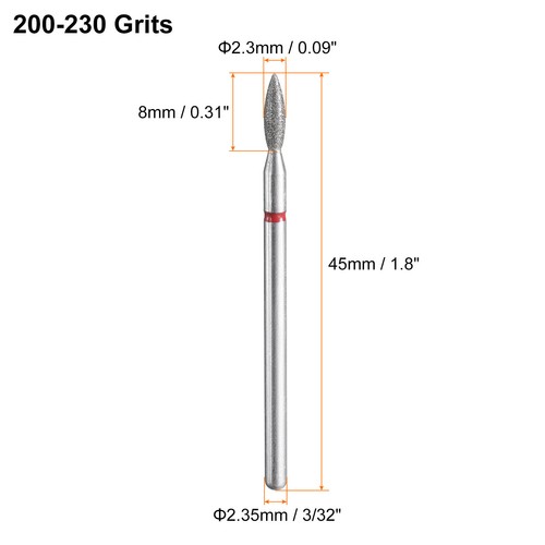 6pcs 200-230 Grits Diamond Grinding Bit 2.3mm Oval Head 8mm Length | eBay