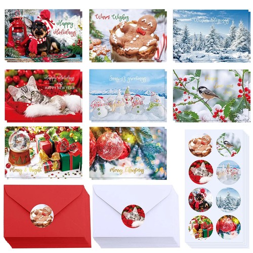 Winlyn 120 Sets Christmas Cards Holiday Cards with Envelopes Stickers ...