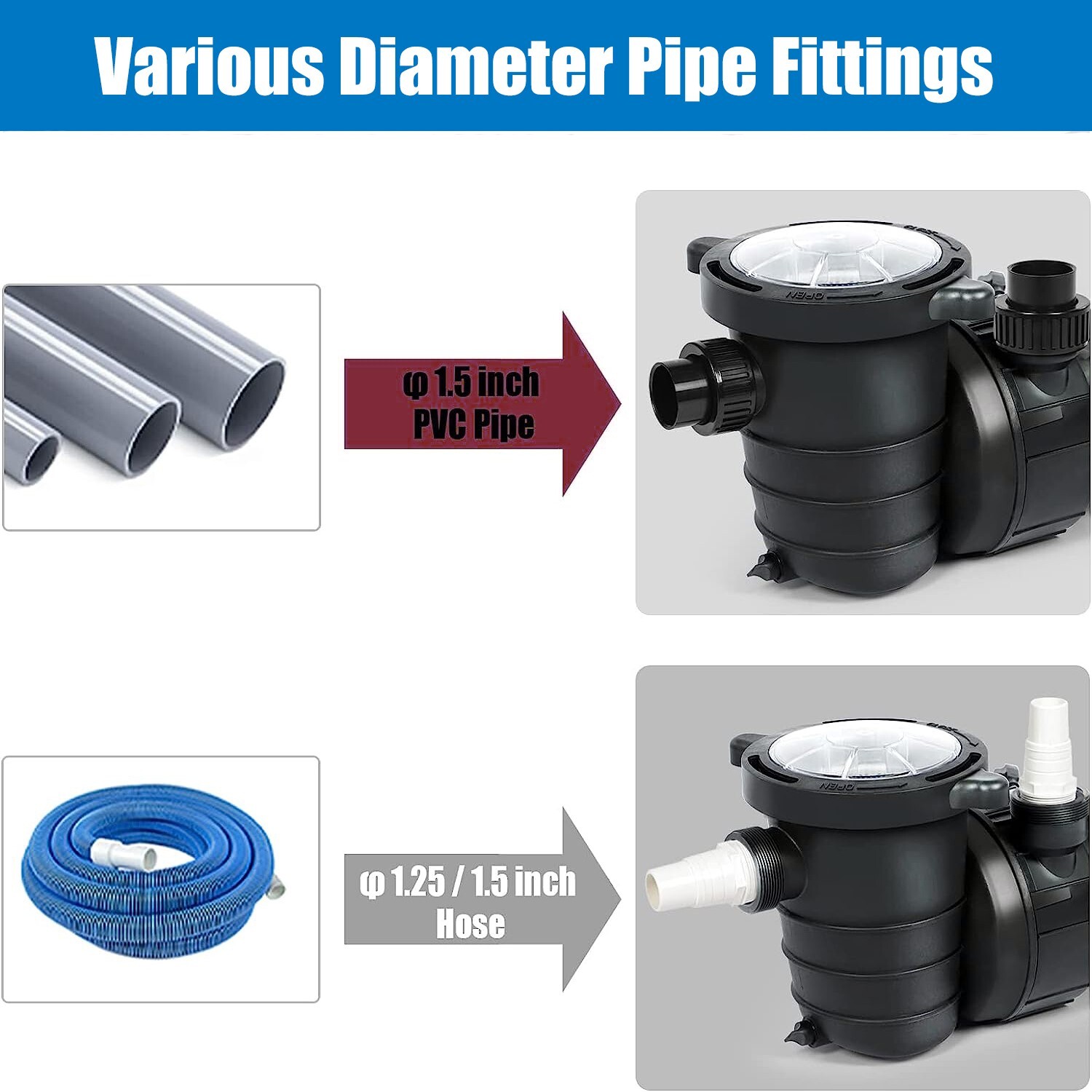 2HP Above/Inground Pool Pump Motor,2 Speed 92/44 GPM 79FT Hmax 1.5in ...