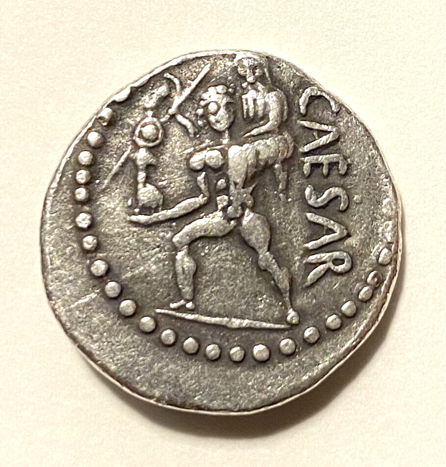Julius Caesar Roman Silver Denarius Aeneas/Venus (c.47-46 BC) Coin VF ...