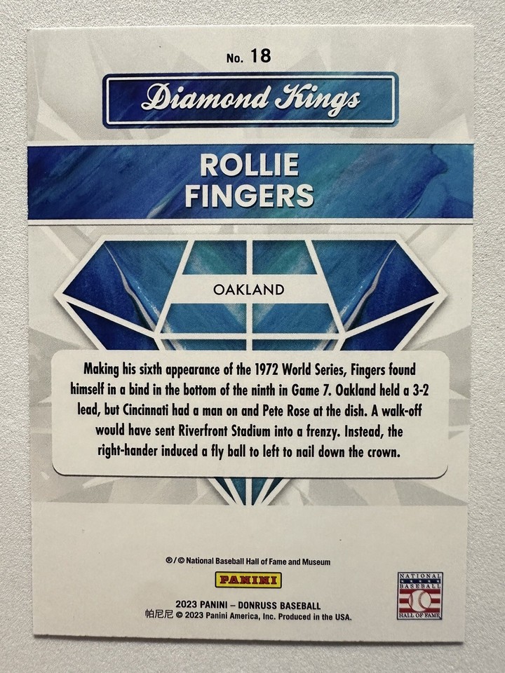 2023 Panini Donruss - Diamond Kings - Rollie Fingers - PURPLE - #18 | eBay