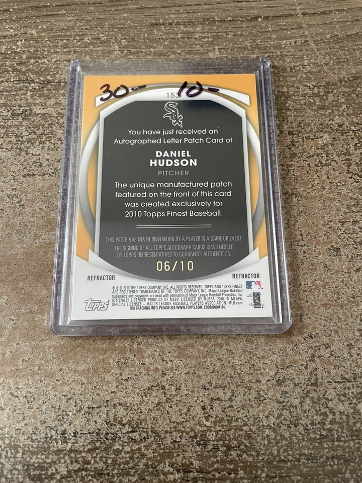 2010 Topps Finest #’D /10 Daniel Hudson (Letter U) #153.U Rookie Auto ...