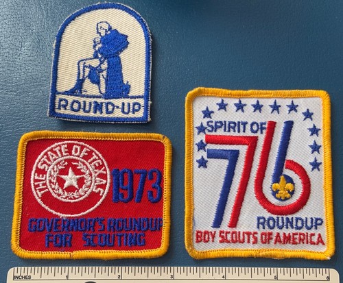 3 Vintage BOY SCOUTS OF AMERICA Roundup PATCHES BSA Uniform Badge ...