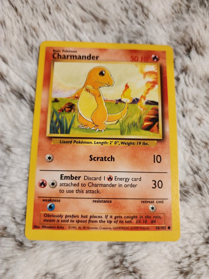 Charmander Pokemon Card 46/102 Original 1995 Base Set Super Rare. NEAR ...