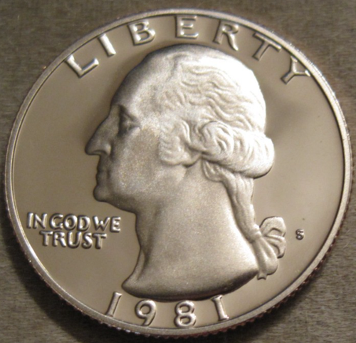 SELLING AS SHOWN - 1981 S PROOF WASHINGTON QUARTER ** NICKEL CLAD ...