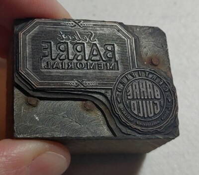 Vintage Letterpress Printing Block Barre Guild Memorials Cementary ...