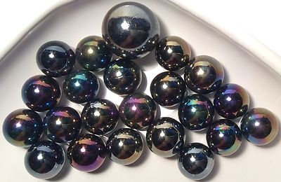 Mega Marbles *METEOR* 20 PLAYERS + 1 SHOOTER METALLIC BASE IRIDESCENT ...