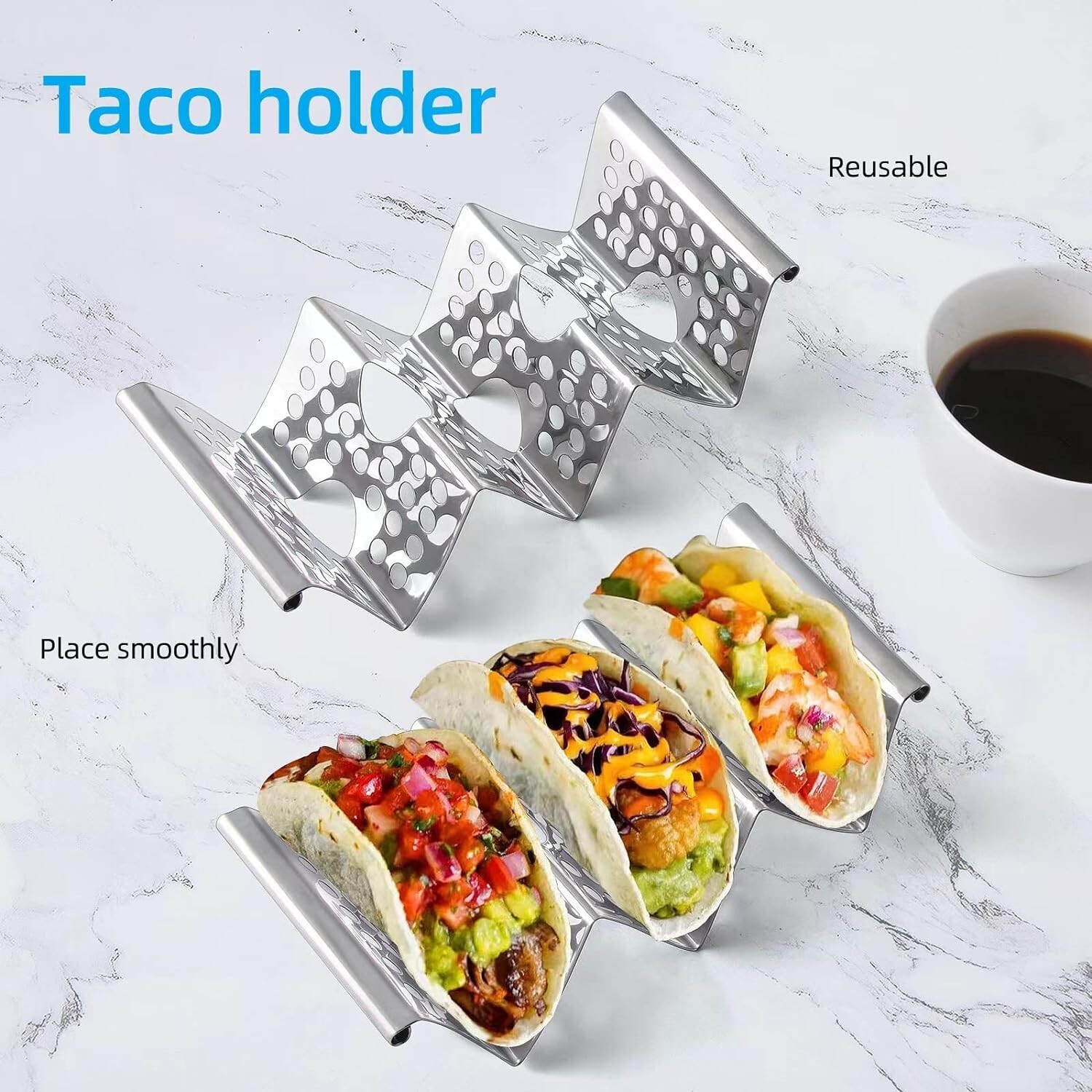 Taco Holders Set of 4, Taco Stand, Stainless Steel Taco Holder, Each ...