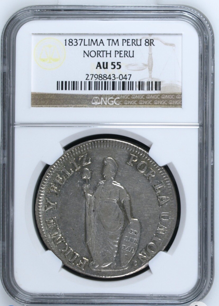 1837 LIMA North Peru TM 8 Reales NGC AU55 Scarce Silver Coin | eBay