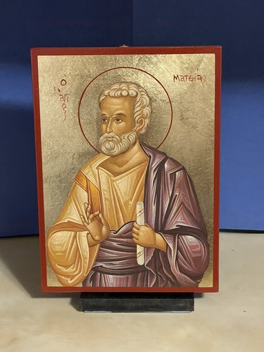 SAINT MATTHIAS THE APOSTLE -Greek Russian WOODEN ICON FLAT, WITH GOLD ...