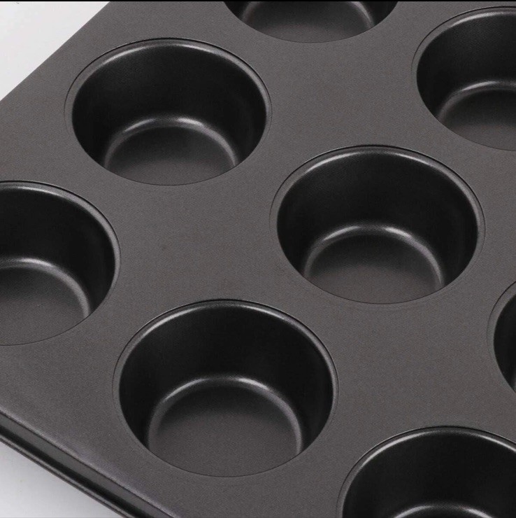 12 Cup Muffin Cake Pan Baking Tray Deep Tin Cupcake Bun Sheet Steel ...