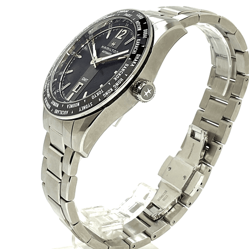 N Hamilton Broadway Gmt H43725131 Stainless Silver Color Black Dial Men ...