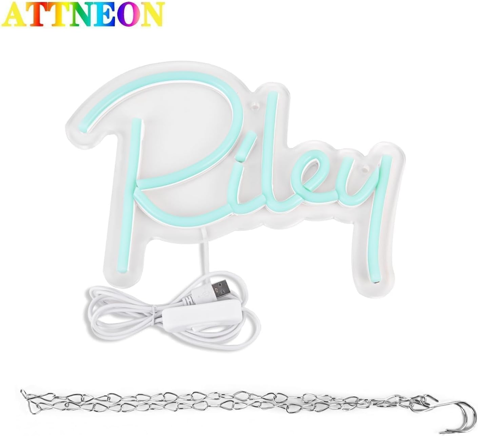 Riley Name Neon Sign,LED Name Neon Light for Kids Bedroom,Birthday ...