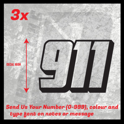 3 Custom Dirt Bike Motorcycle Plate Race Number Decals - GoKart ...