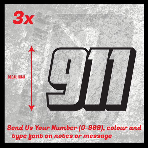 3 Custom Dirt Bike Motorcycle Plate Race Number Decals - GoKart ...