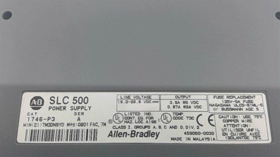 Allen Bradley 1746-P3 Power Supply SLC 500 Fusible | eBay