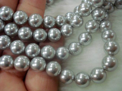 Pretty Gray akoya shell pearl 8mm~12mm round loose beads long 15'' | eBay