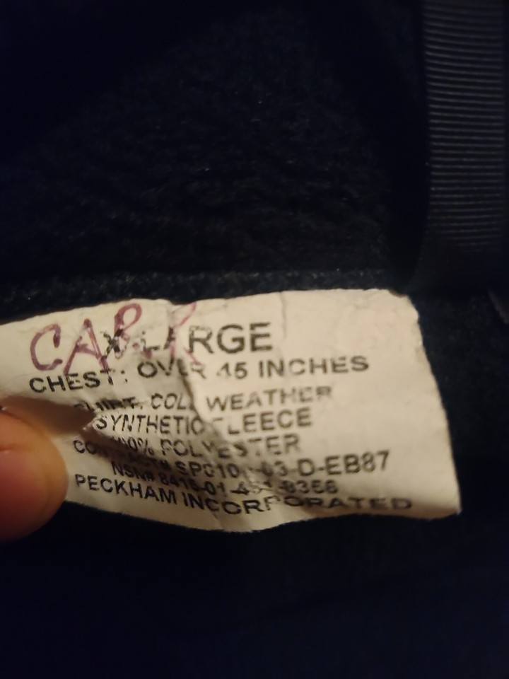 US Military Polartec Classic 300, Level 3 Black Fleece Jacket, Size X ...