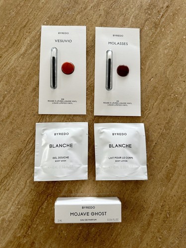 Byredo 5 piece Lot sample Perfume Lotion body wash Lipstick Blanche ...