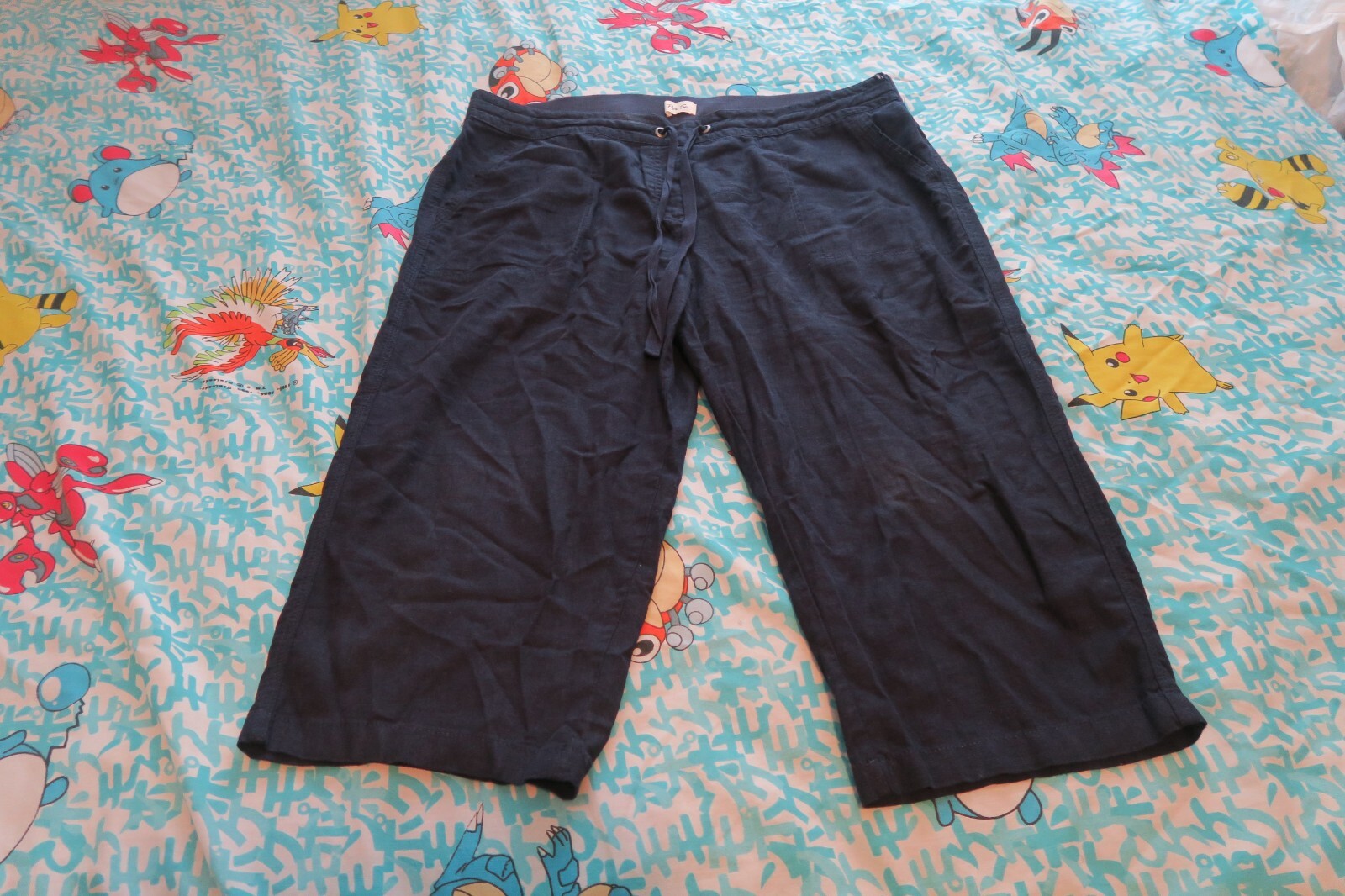 Per Se Pants Linen Blend Capri Pull On Lightweight Dr… - Gem