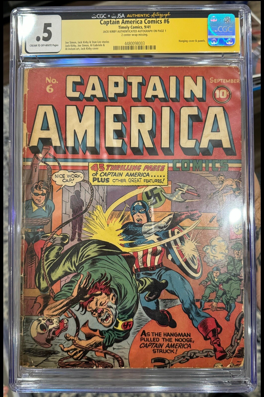 Captain America Comics #6 CGC x JSA 0.5 Marvel/Timely 1941 Signed ...