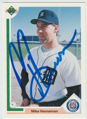 Mike Henneman AUTOGRAPHED 1991 UPPER DECK BASEBALL CARD SIGNED DETROIT ...