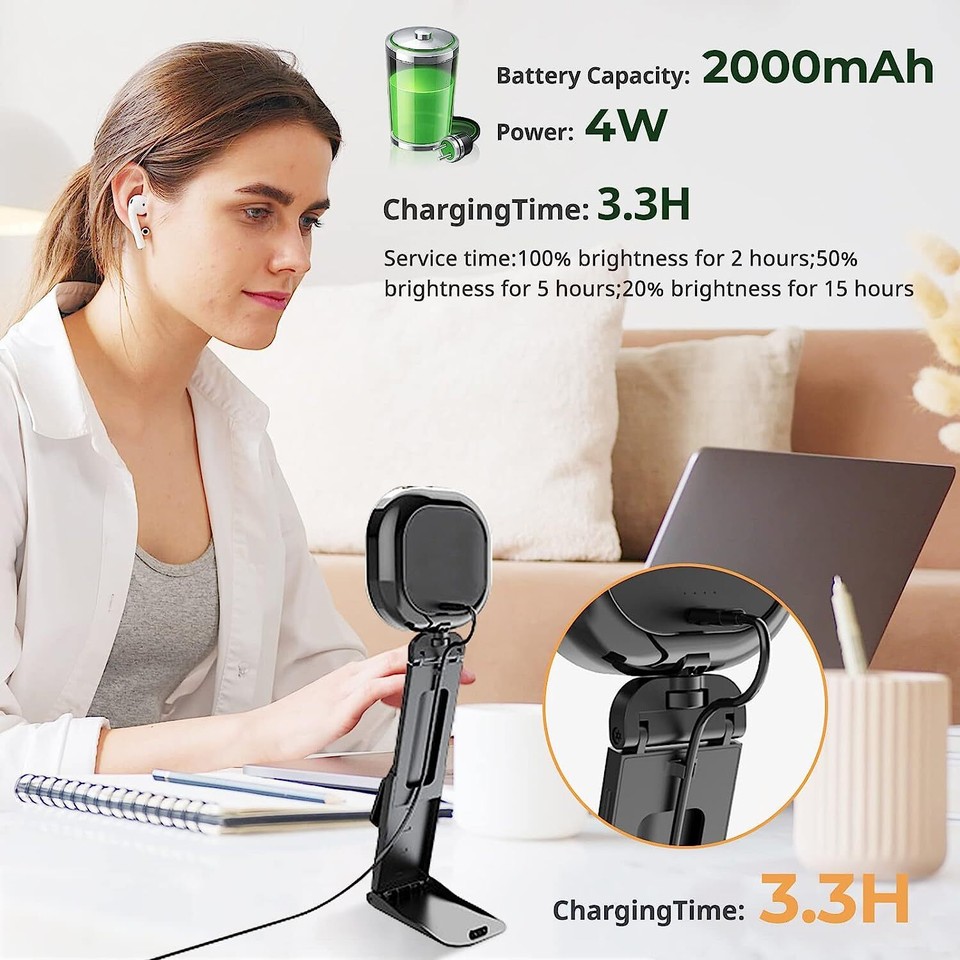 Selfie Light, LED High Power Clip-on Phone Light with Adjustable Stand ...