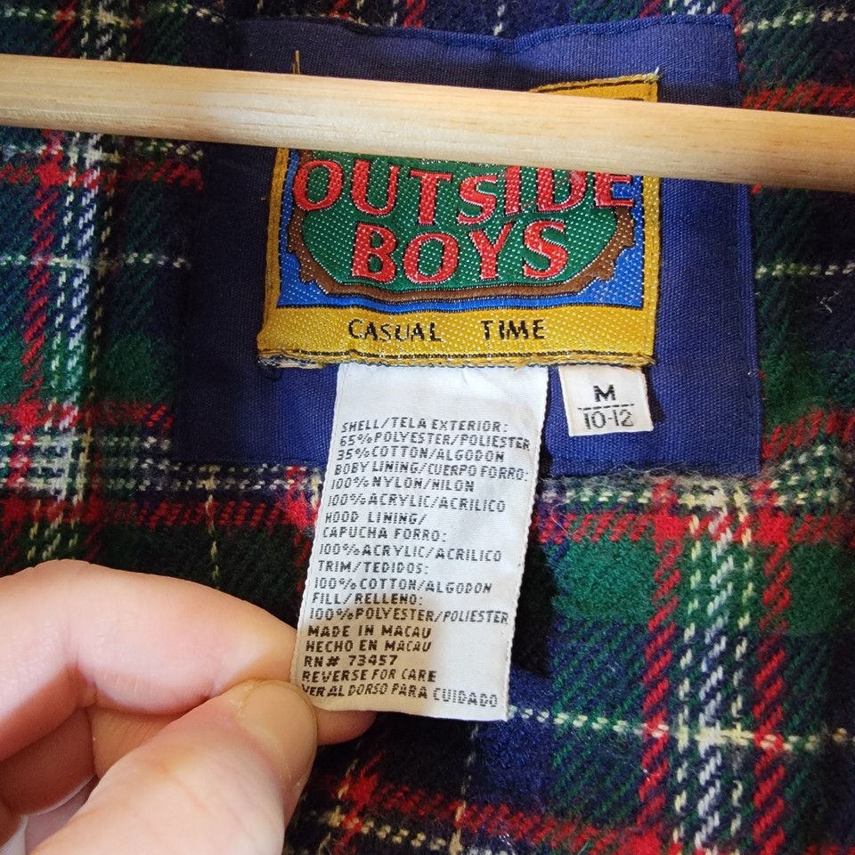Vtg 90s Outside Boys Casual Time Jacket Youth M 10-12 Plaid Lined ...