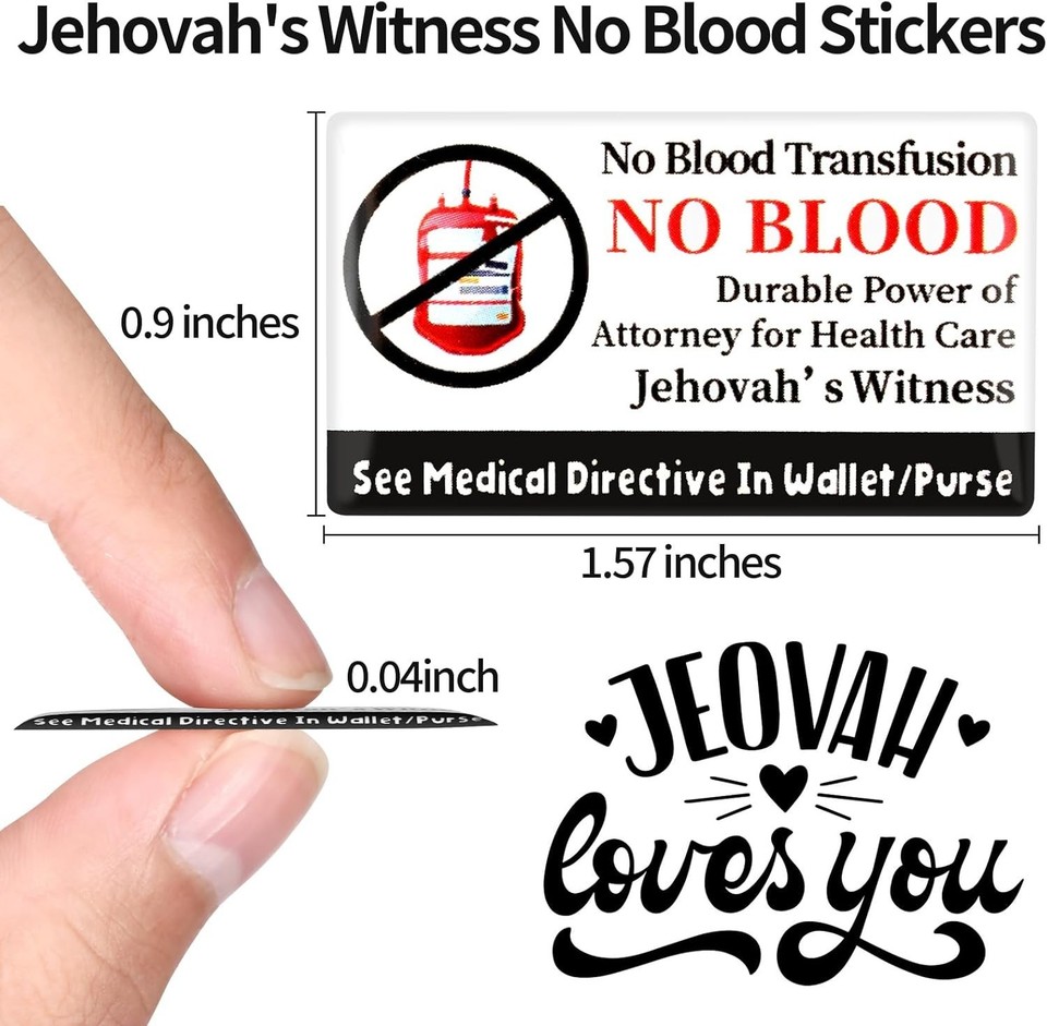 50 Pcs Jehovah's Witness No Blood Stickers JW No Blood Transfusion ...