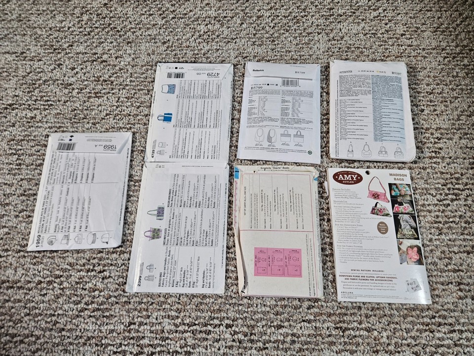 Hat Purse & Bag Sewing Pattern Lot Simplicity Butterick Amy Butler Most ...