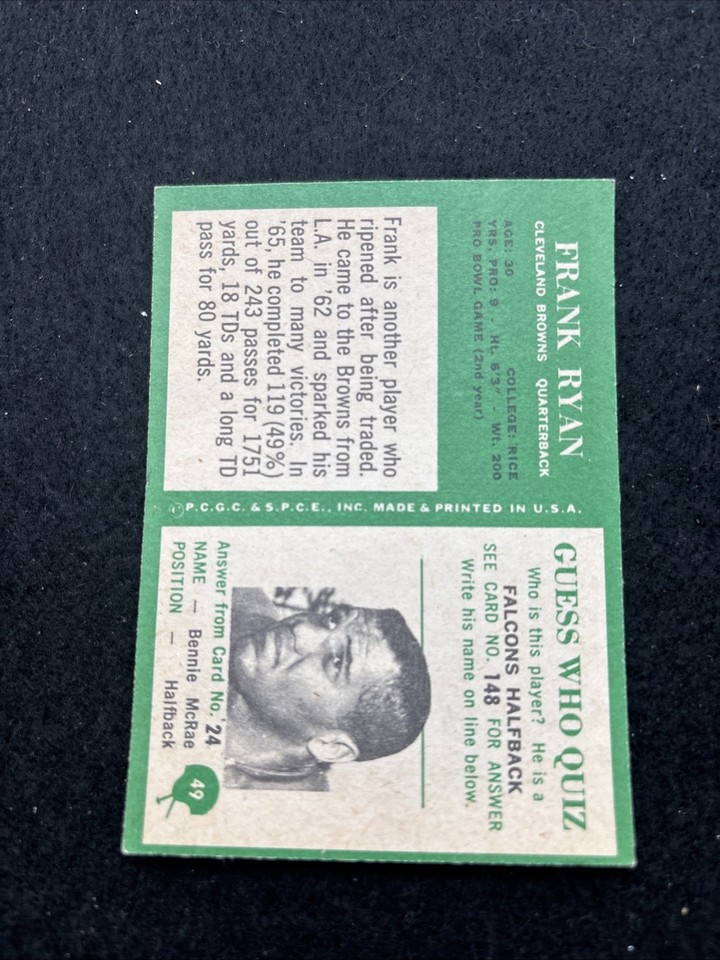 1966 PHILADELPHIA # 49 FRANK RYAN EXMT 6653 | eBay