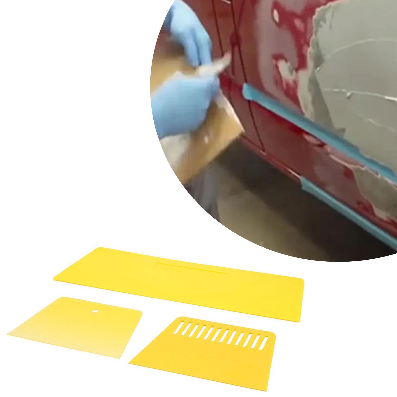 Set of 3 Automotive Body Fillers Spreader Flexible Edge Yellow Color ...